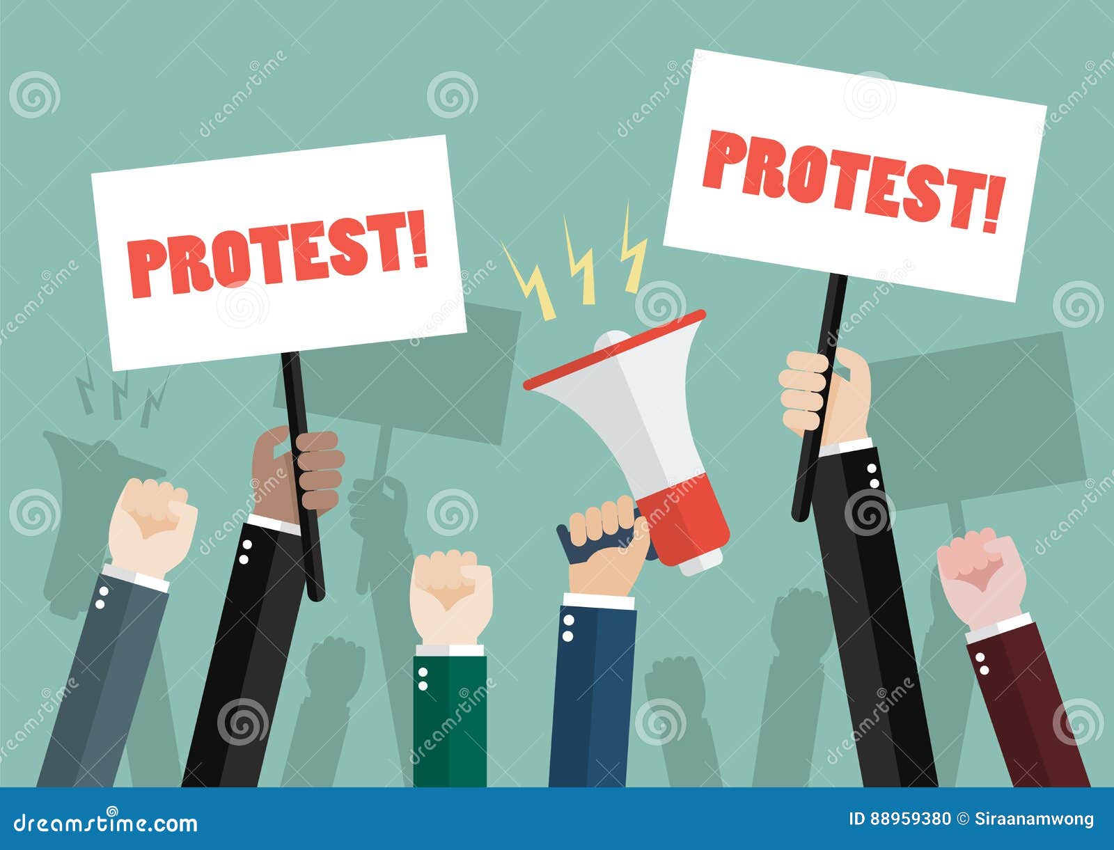Crowd of people protesters stock vector. Illustration of cartoon - 88959380