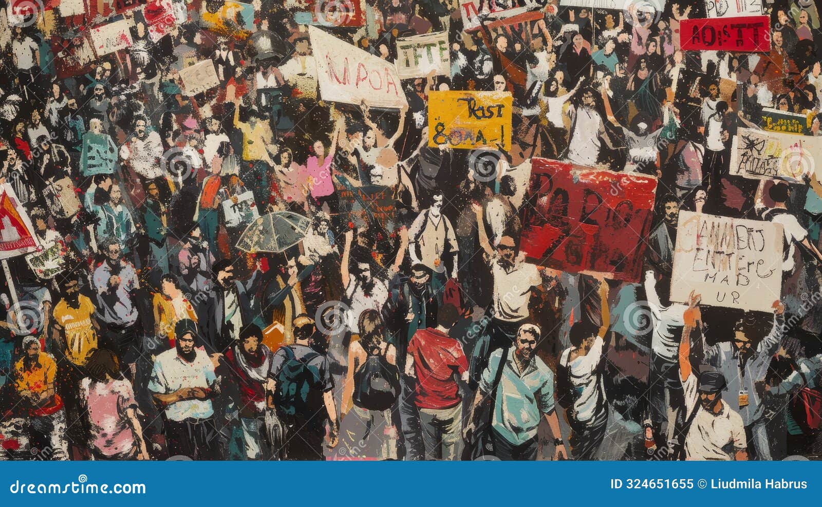 A Crowd of People are Protesting and Holding Signs Stock Image - Image ...