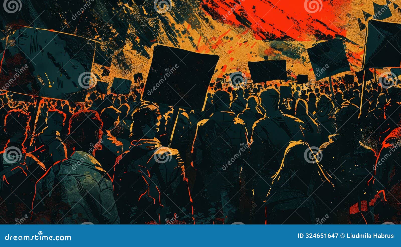A Crowd of People are Protesting with Signs Stock Image - Image of show ...