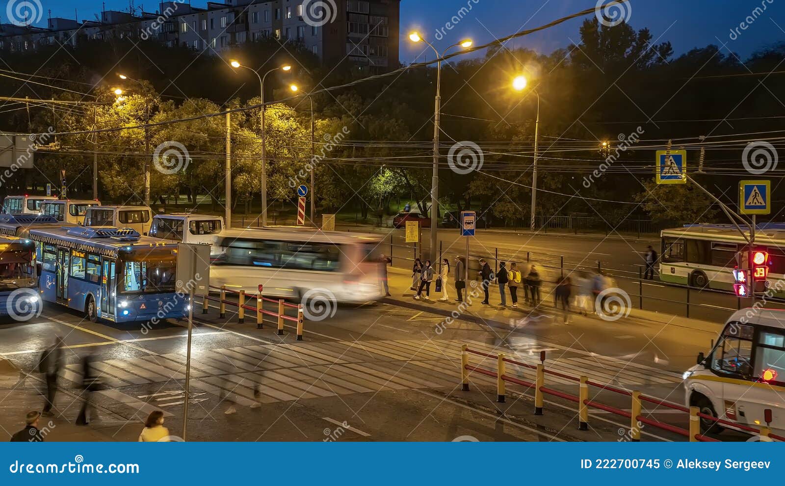 The Crowd of People in the Queue for the Bus at Rush Hour in the End of ...