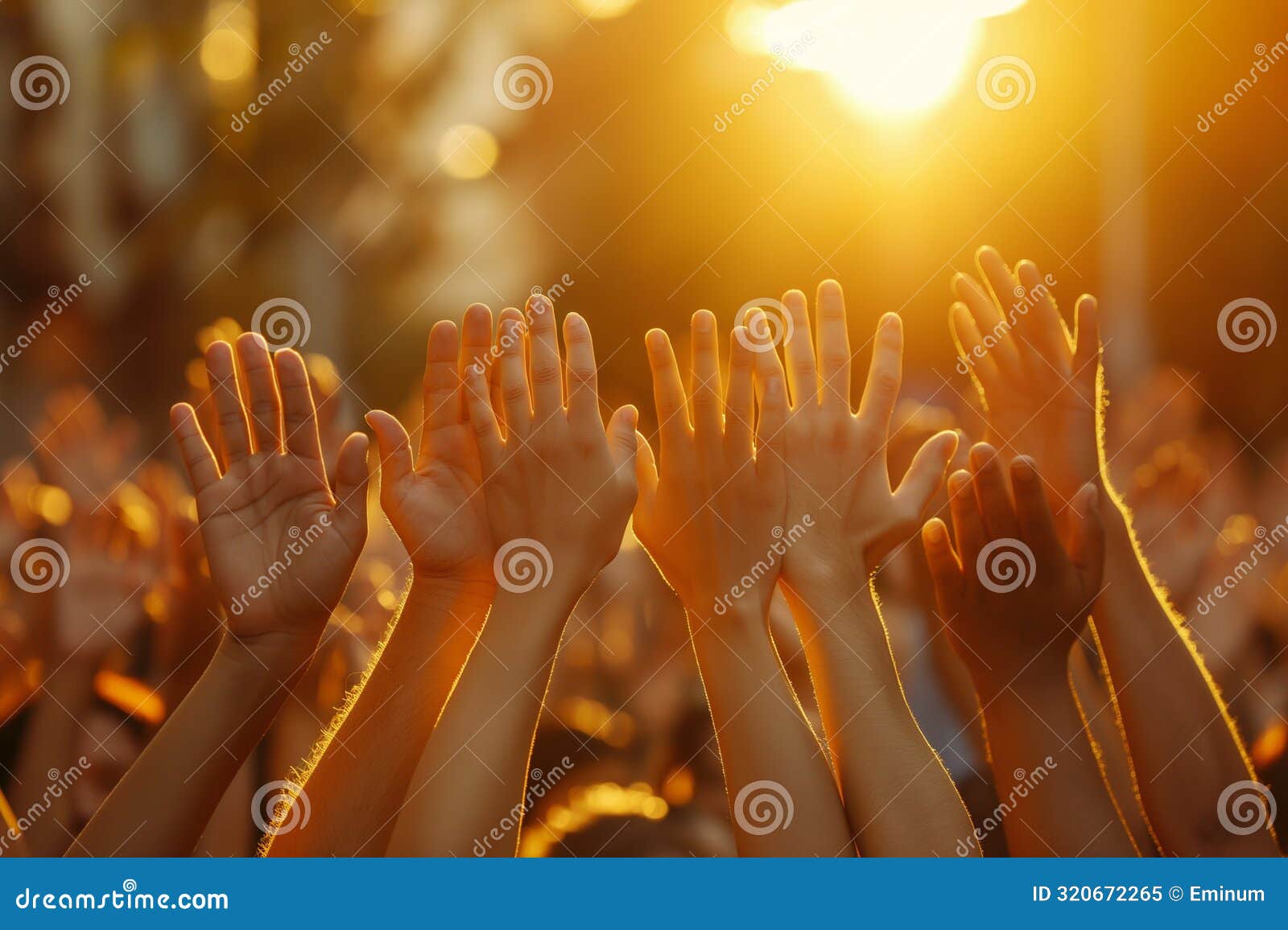 Crowd People Raising Hands Up Stock Illustration - Illustration of ...