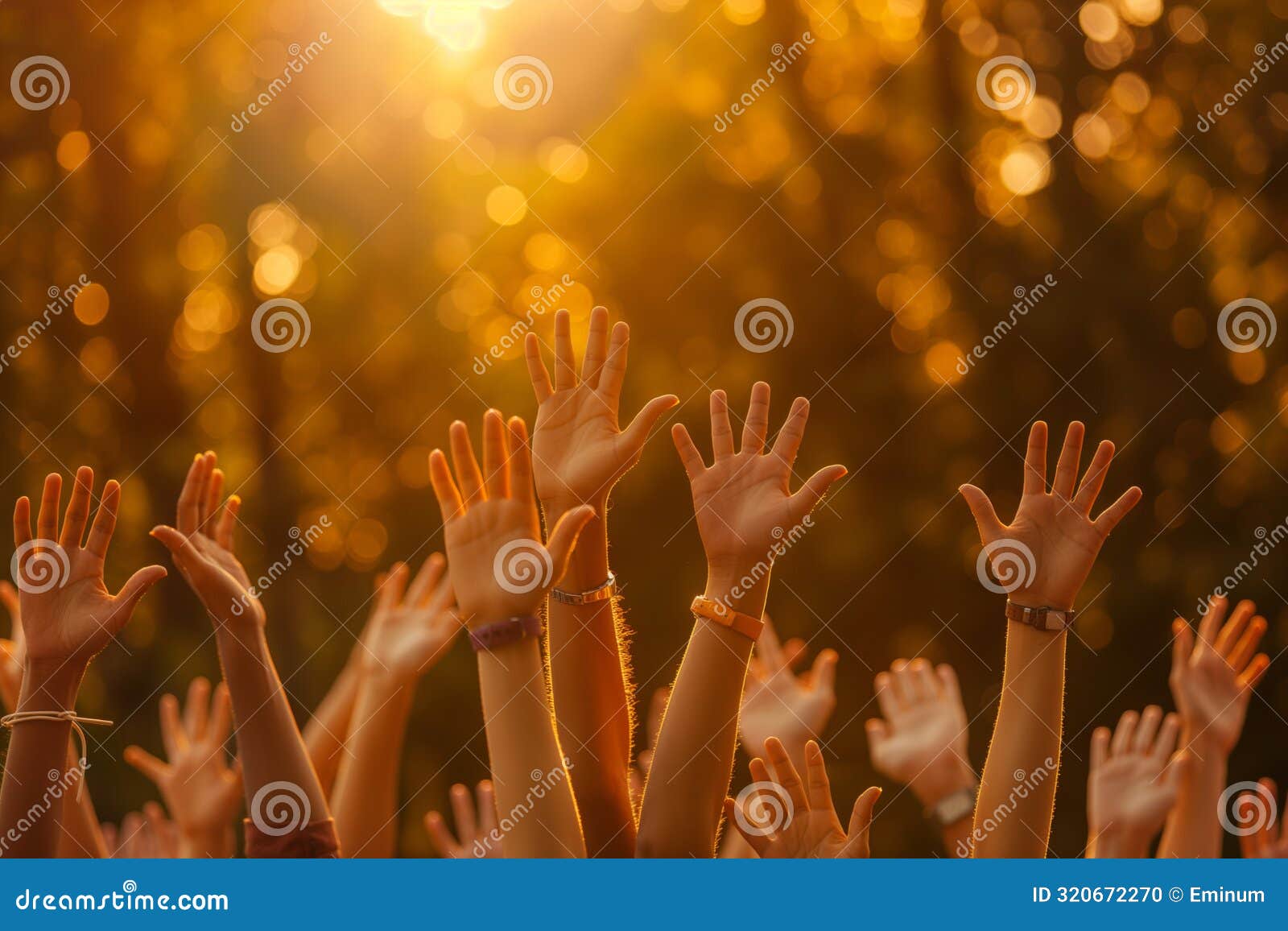 Crowd People Raising Hands Up Stock Illustration - Illustration of hand ...