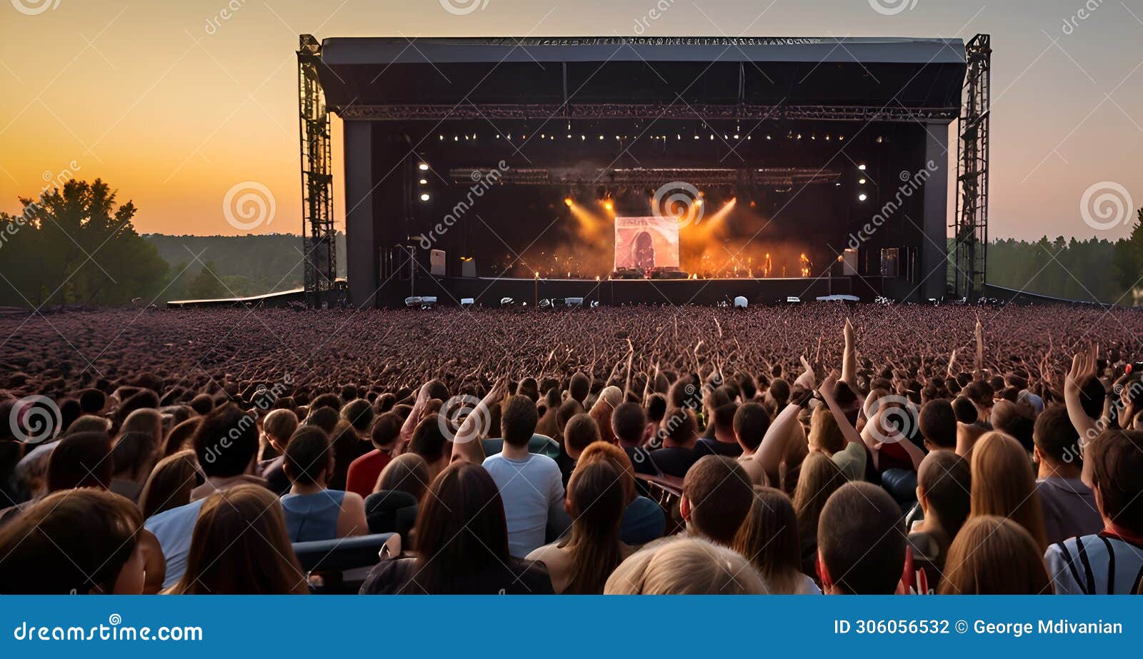 Crowd of People at the Rock Concert Stock Illustration - Illustration ...