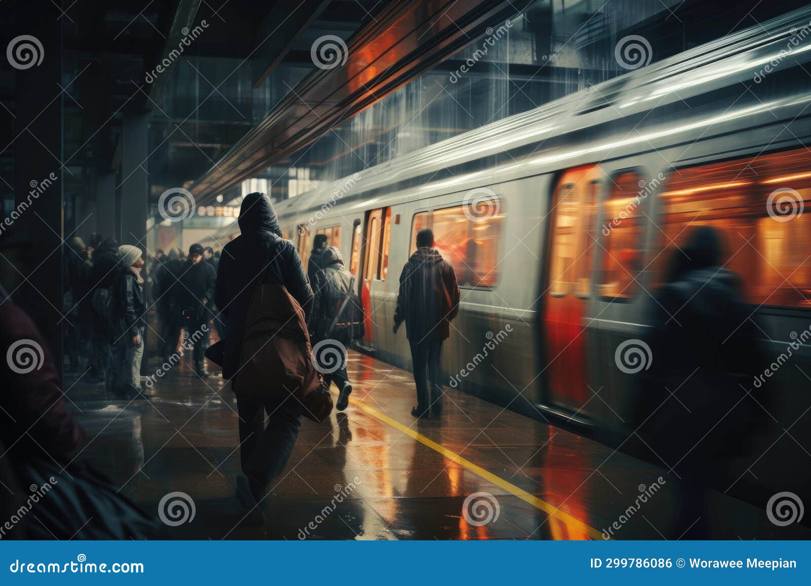 Crowd People in Rush Hour at Subway. Generative AI Stock Photo - Image ...