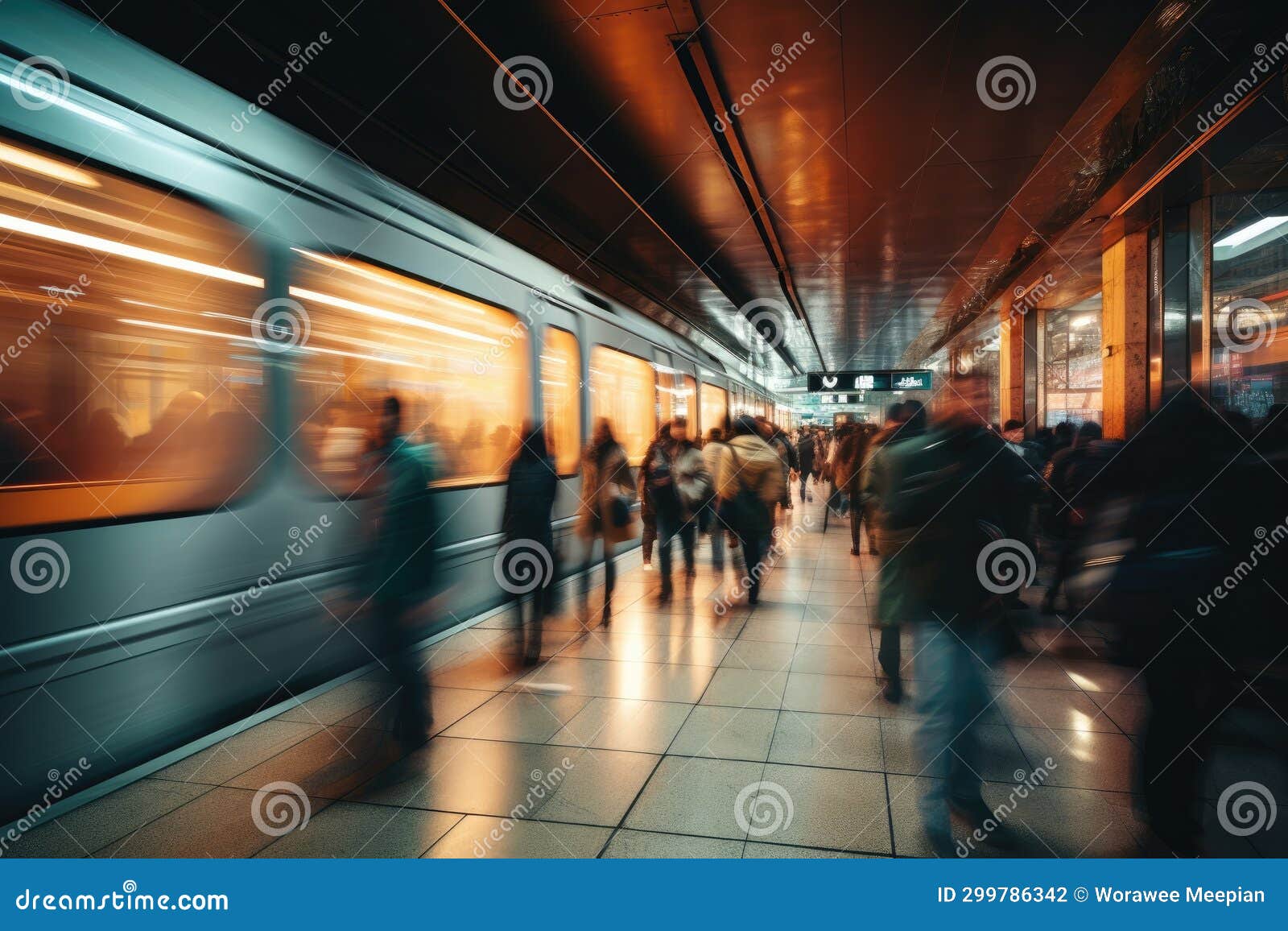 Crowd People in Rush Hour at Subway. Generative AI Stock Illustration - Illustration of walking ...