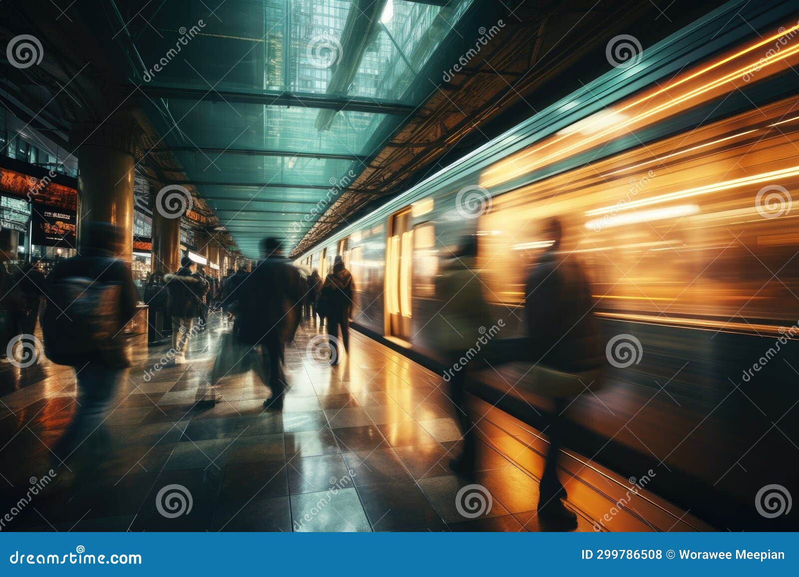 Crowd People in Rush Hour at Subway. Generative AI Stock Photo - Image ...