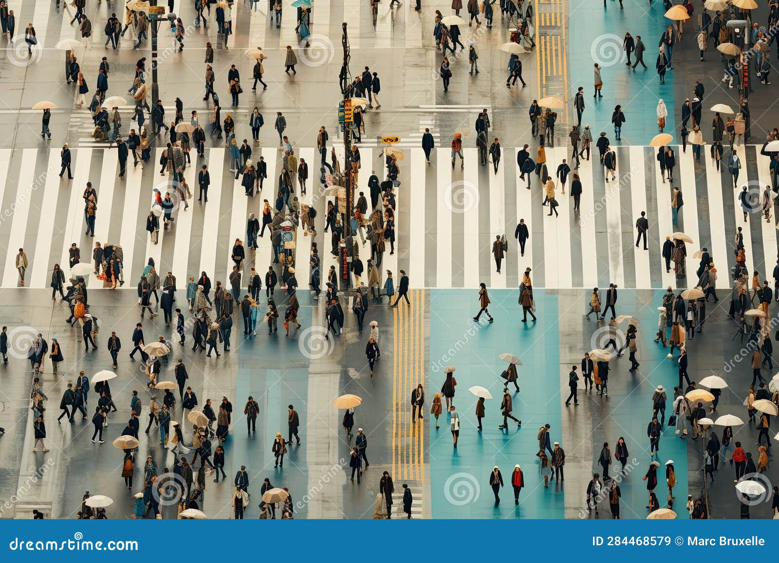 Crowd of People Seen from Above on the Street - AI Generated Stock ...