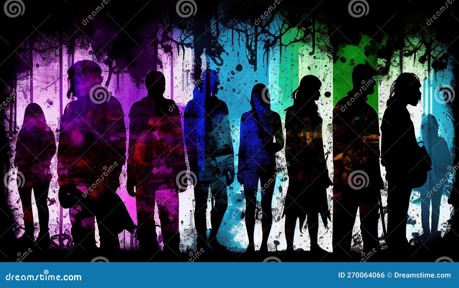 Crowd of People Shadows Silhouettes Different .AI Generated Stock ...
