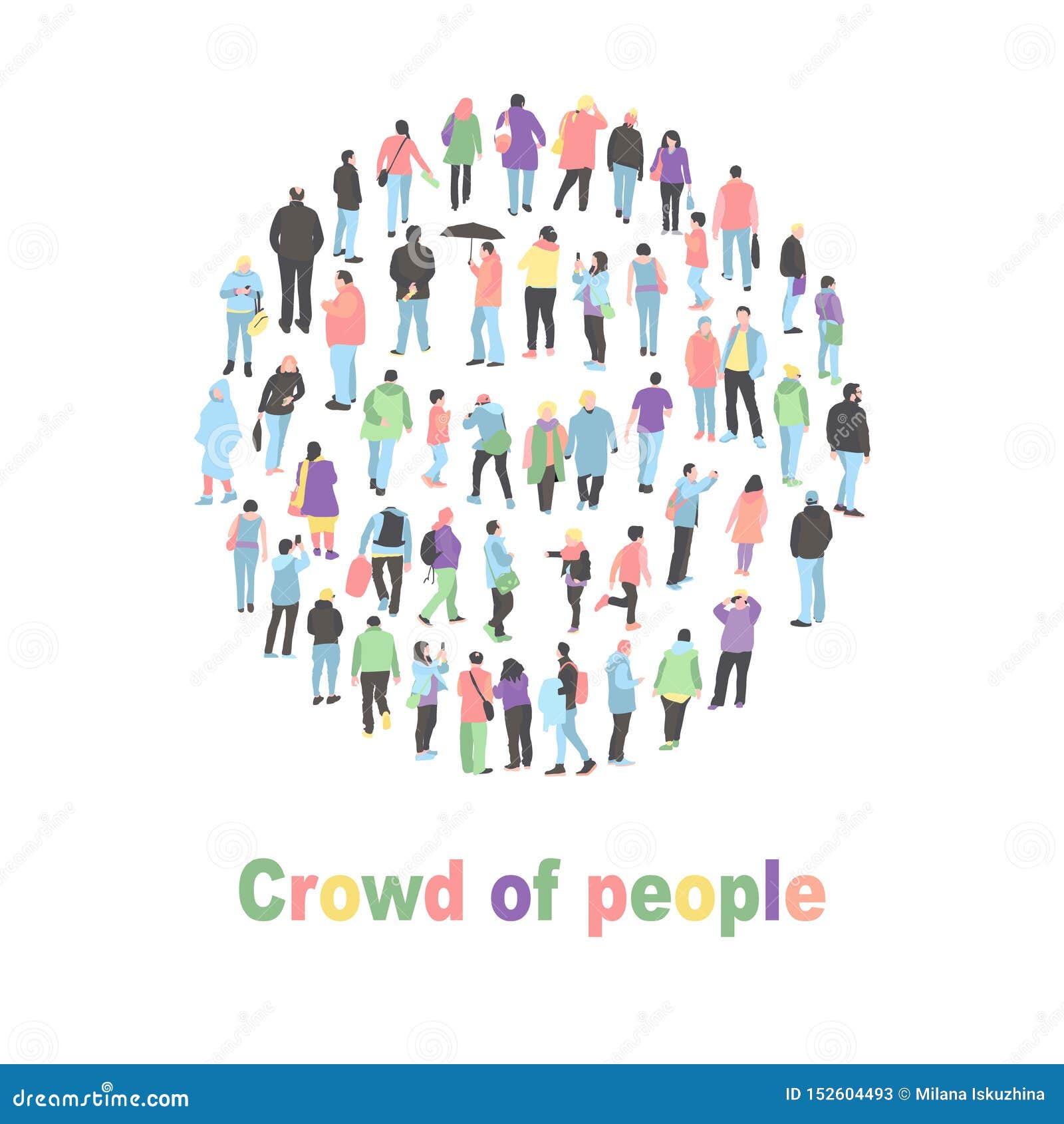 A Crowd of People in the Shape of a Circle. Large Group of People ...
