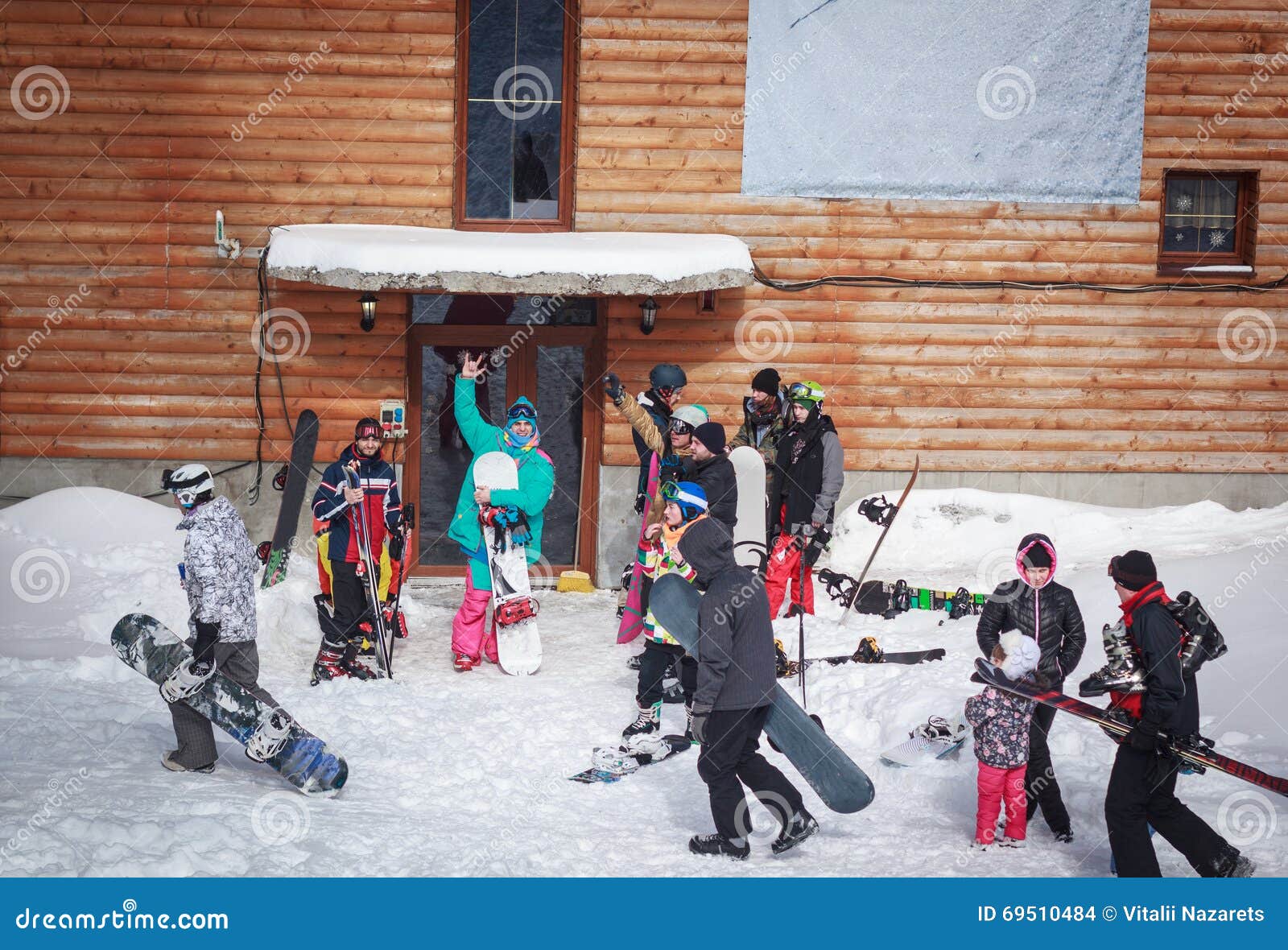 Crowd People on a Snowy Mountain Editorial Stock Image - Image of crowd ...