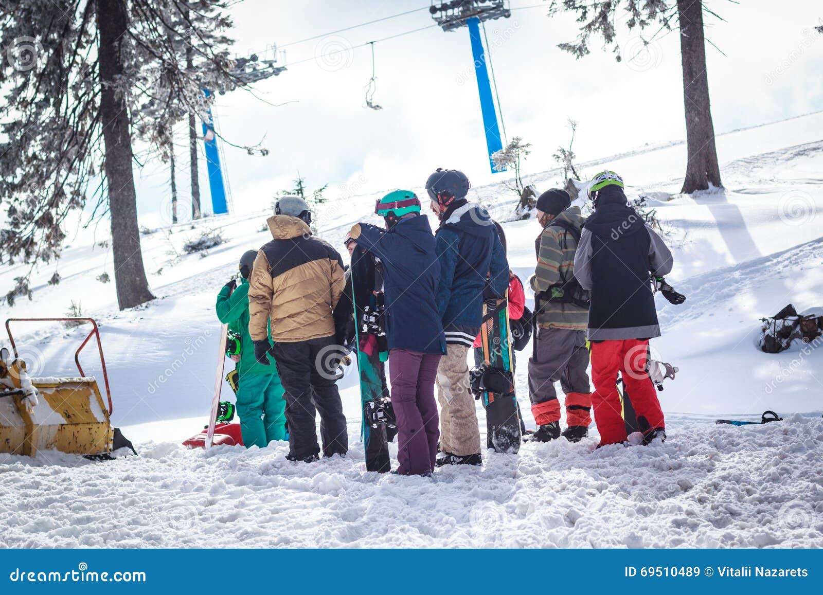 Crowd People on a Snowy Mountain Editorial Stock Image - Image of ...