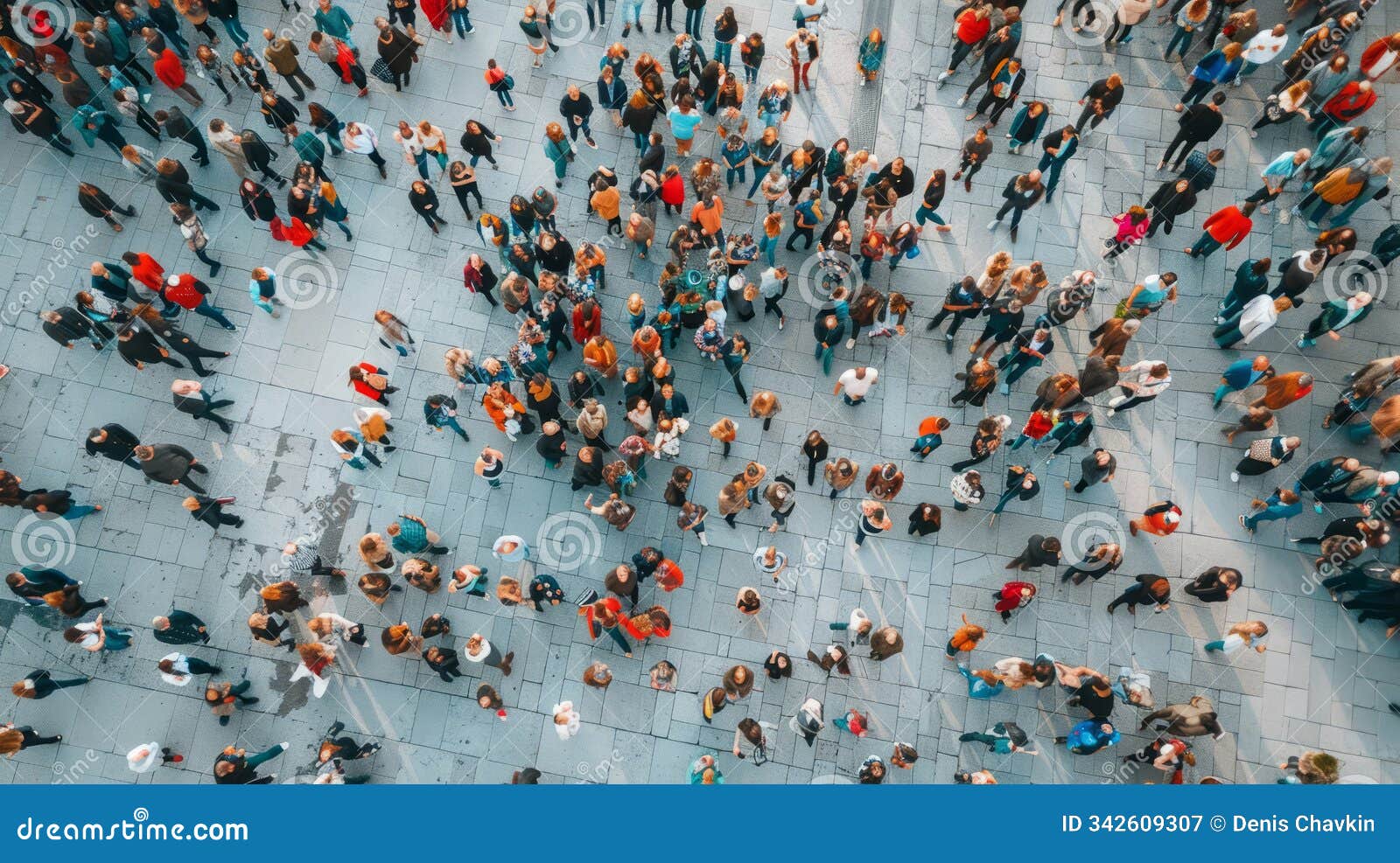 Crowd of People on the Square, Top View Stock Image - Image of people ...