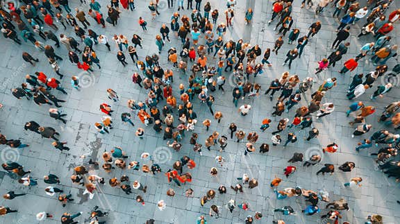 Crowd of People on the Square, Top View Stock Image - Image of people ...