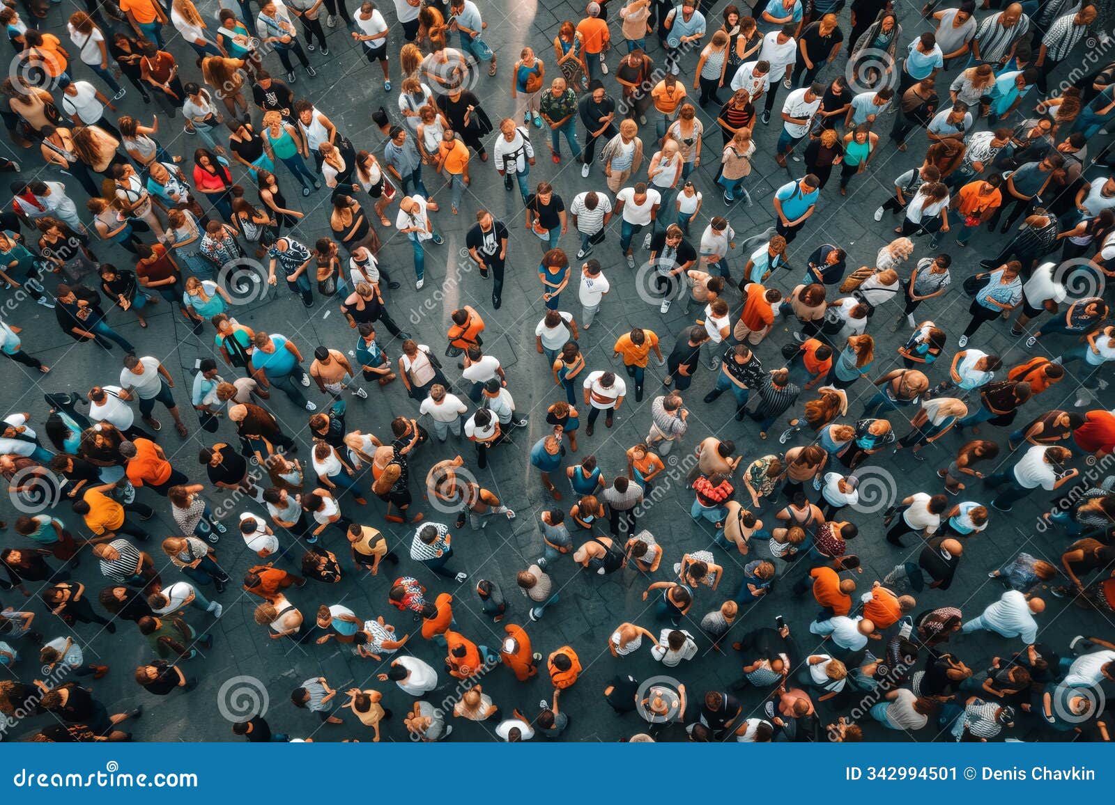 Crowd of People on the Square, Top View Stock Image - Image of city ...