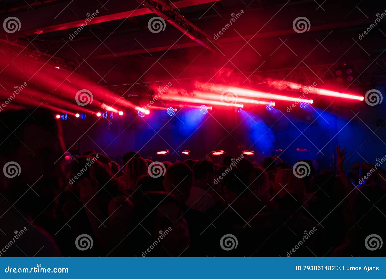 Crowd of People and Stage Lights at Techno Party Stock Photo - Image of ...