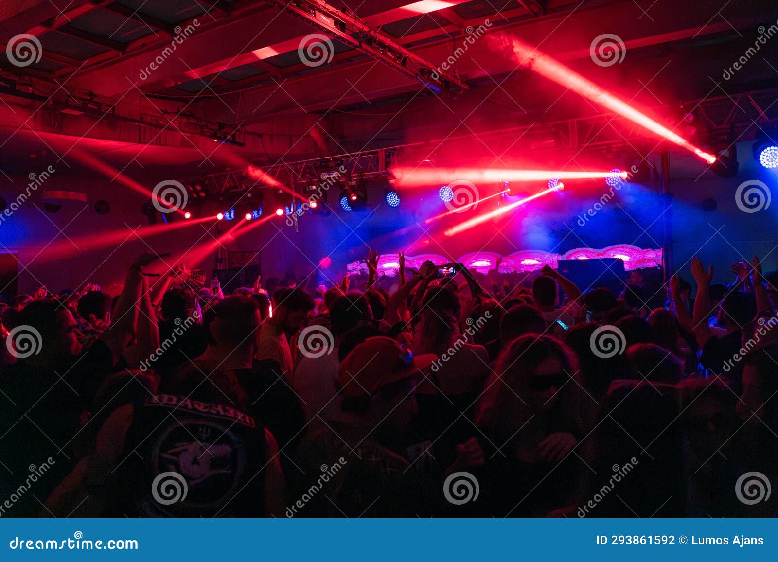 Crowd of People and Stage Lights at Techno Party Stock Photo - Image of ...