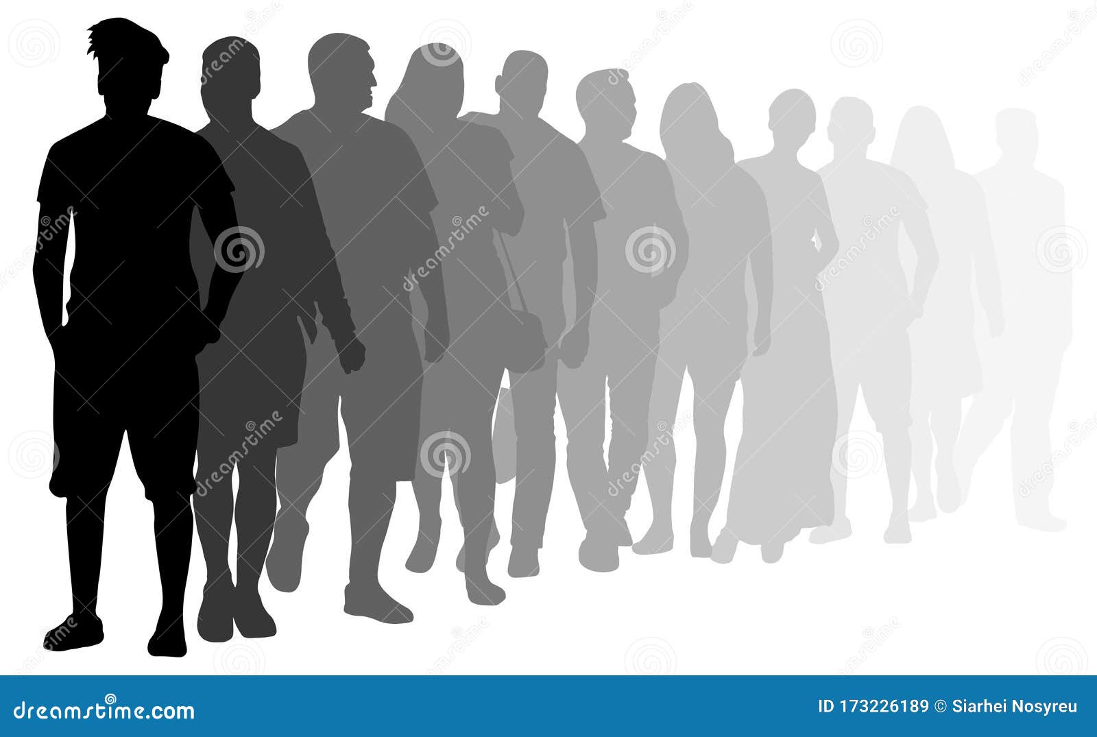 Crowd of People Stand in Line. People Queue for Casting Stock Vector ...