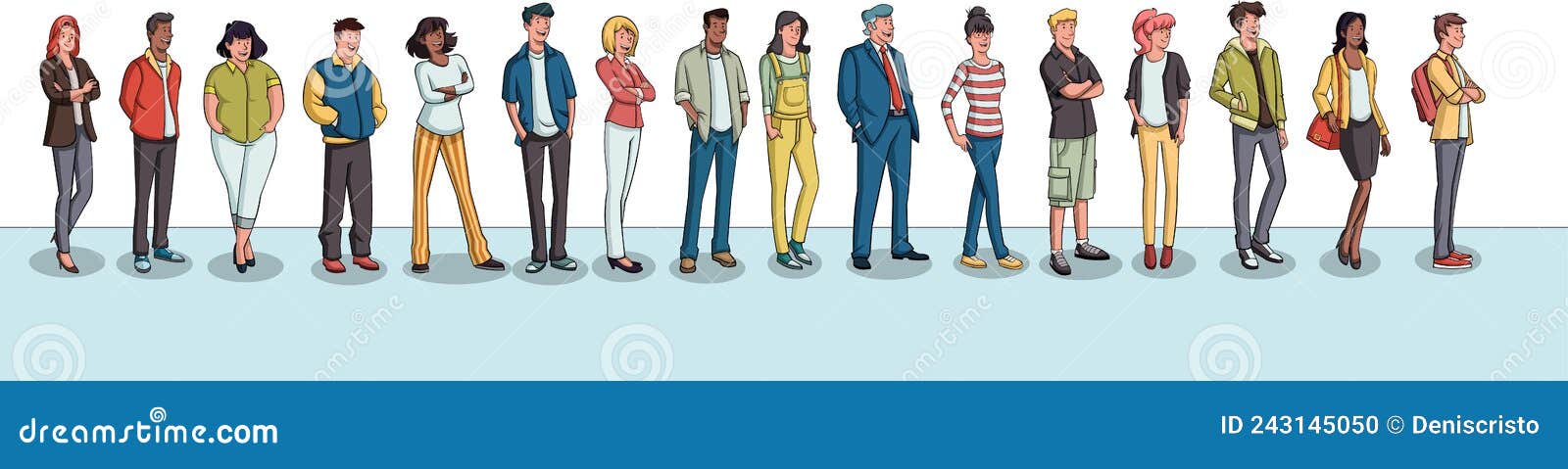Crowd of People Standing in a Line Stock Vector - Illustration of ...