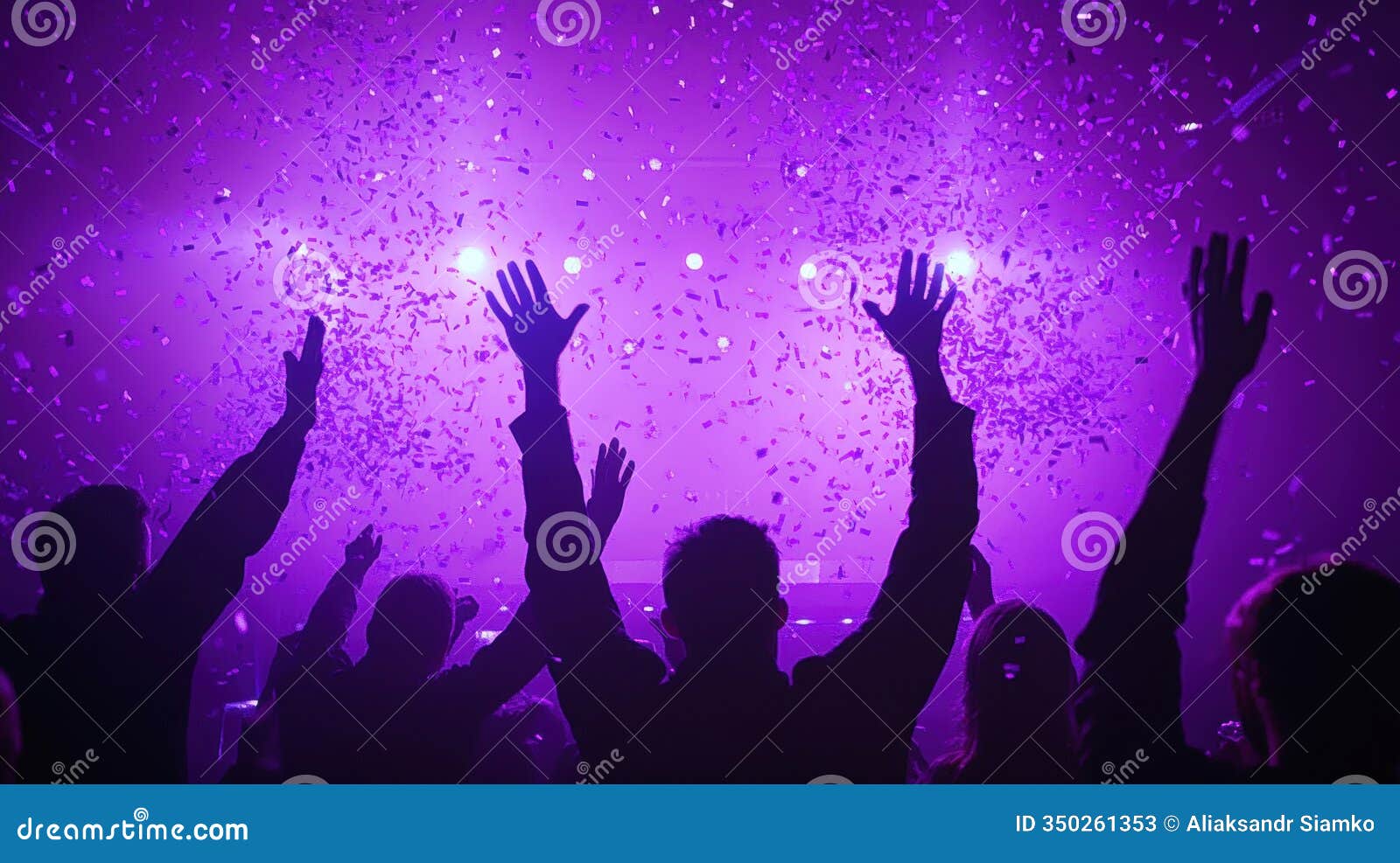 A Crowd of People Standing Under a Purple Light Stock Illustration ...