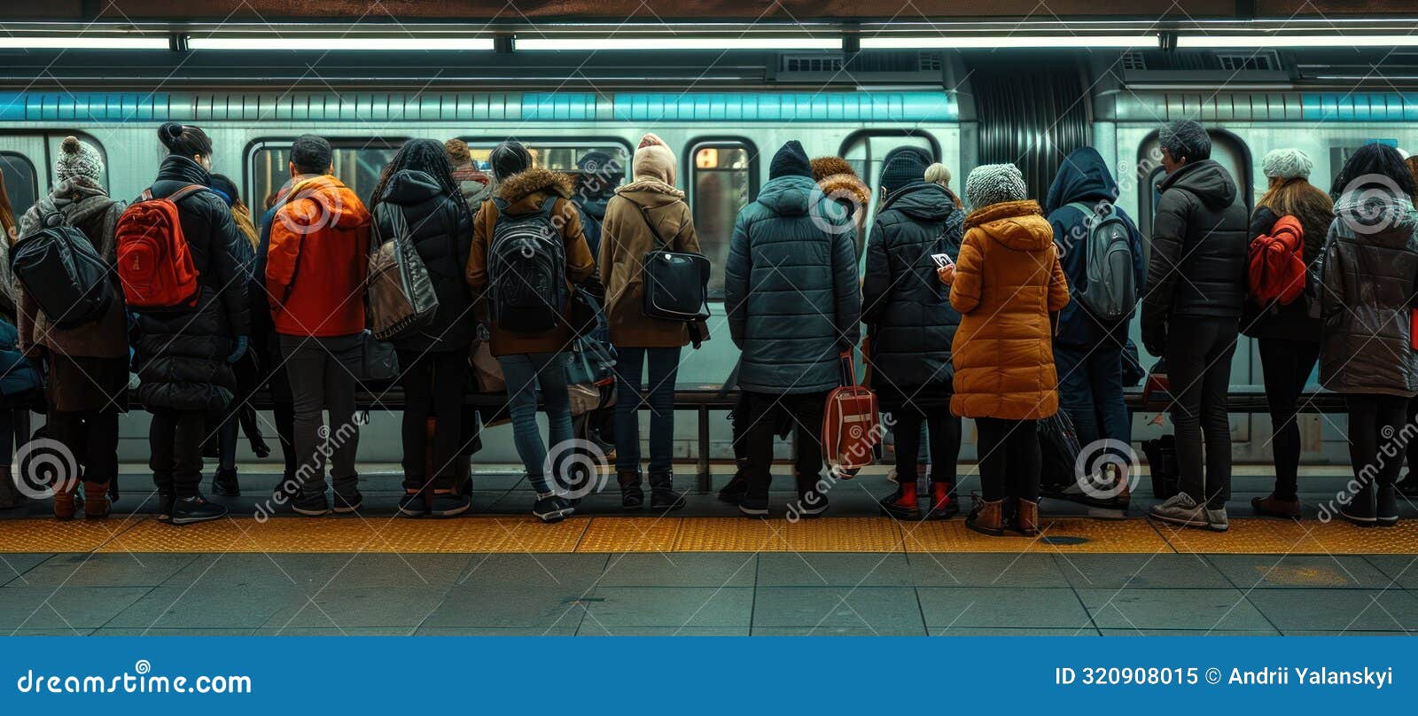 A Crowd of People Stands in the Subway Waiting for Their Train ...