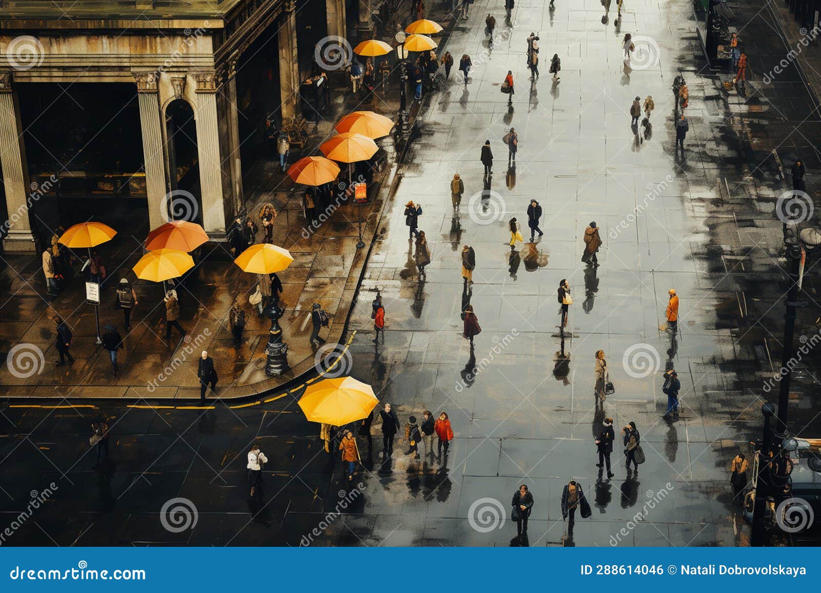 Crowd of People on the Street in Rainy Day Stock Photo - Image of ...