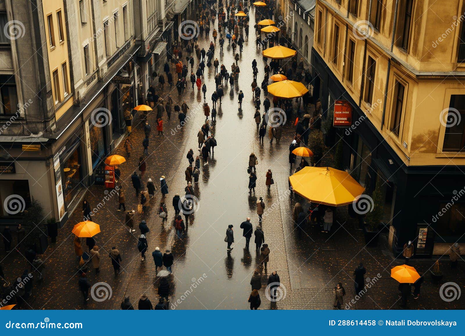 Crowd of People on the Street in Rainy Day Stock Photo - Image of rain ...