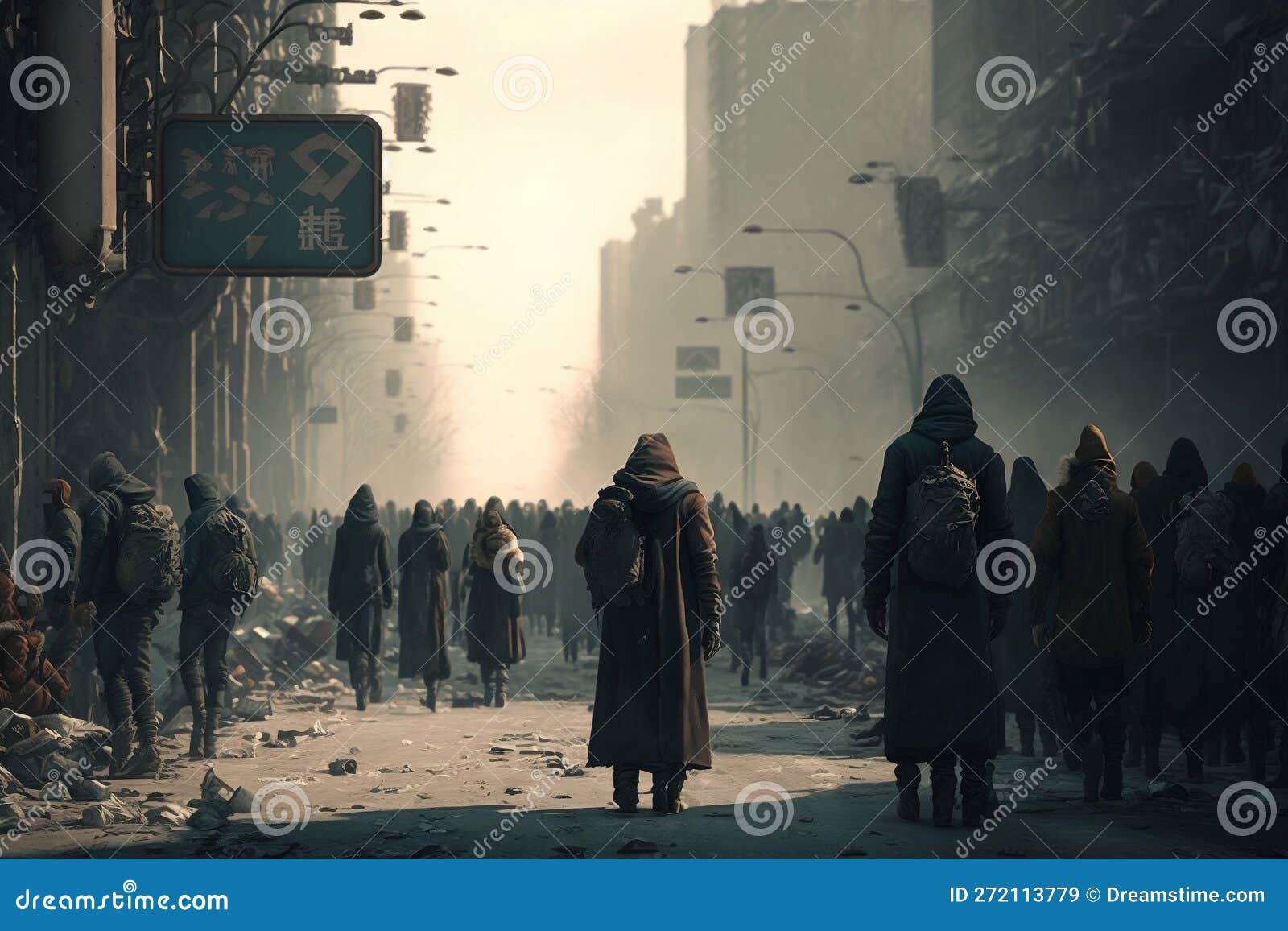 Crowd of People Survived after Apocalypse Stock Illustration ...