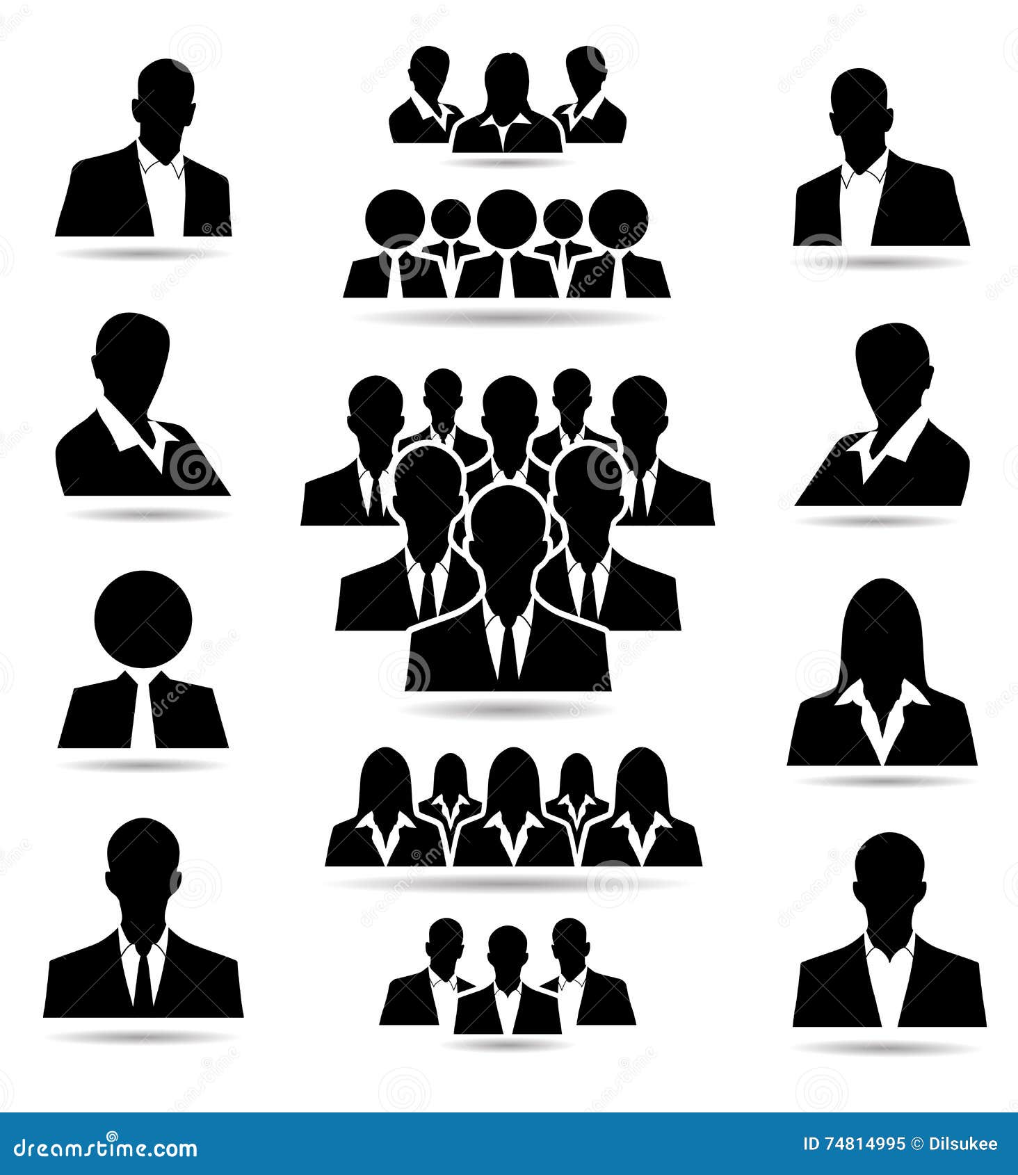 Crowd of People in Team Icon Silhouettes Stock Vector - Illustration of ...