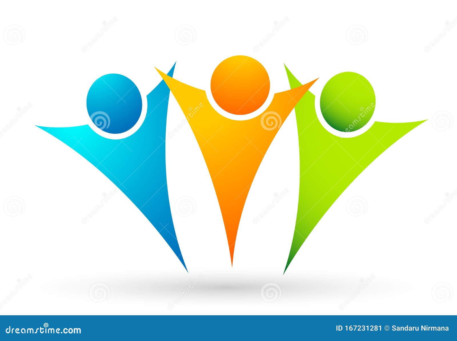 Crowd of People Team Work Union, Cheering Up in Circle Logo on White ...