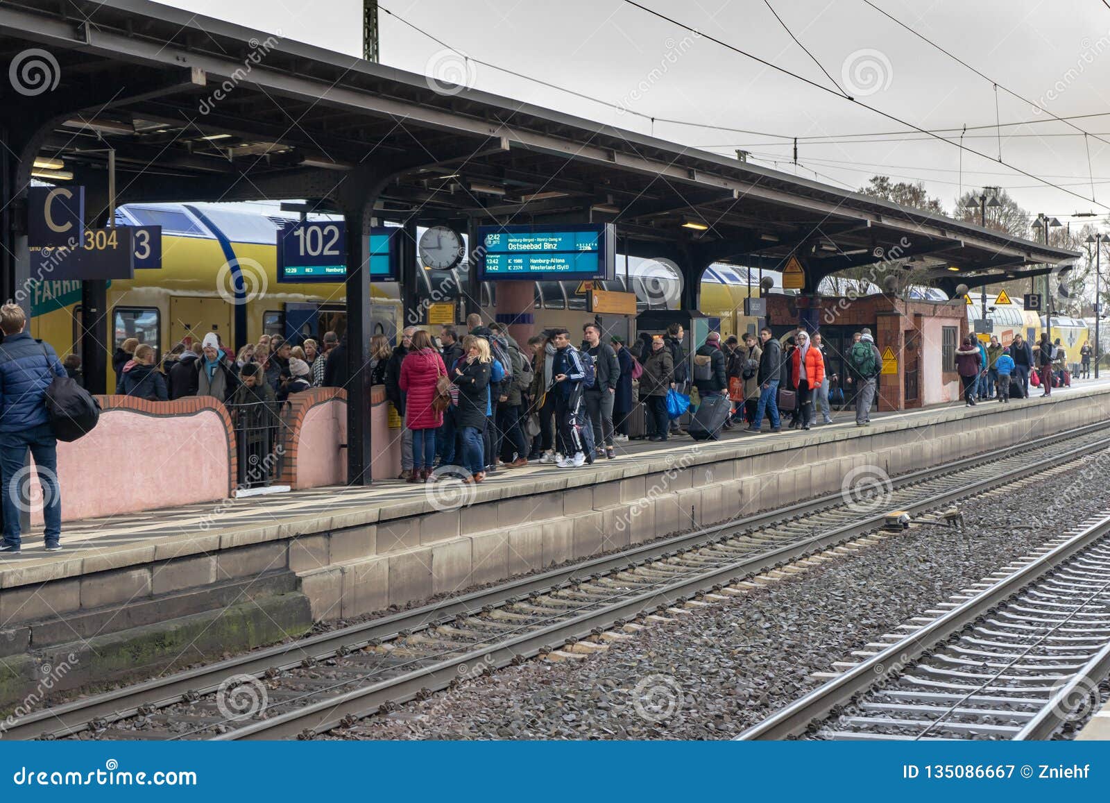 The Crowd of People is Waiting for the Next Train on the Platform in ...