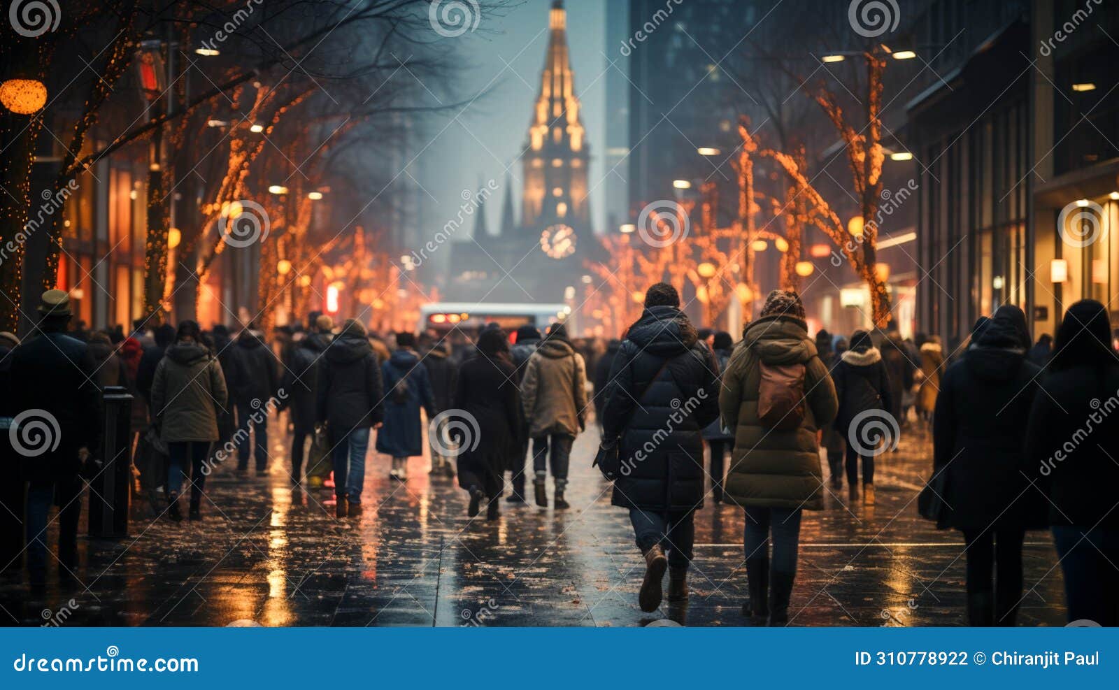 Crowd of People Walking on City Street Stock Illustration ...