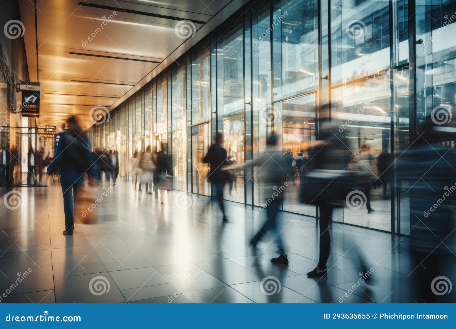 Crowd of People Walking in Shopping Mall Fast Moving . Generative AI ...