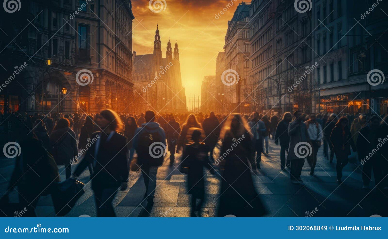 Crowd of People Walking in the Street at Night. Stock Image - Image of ...