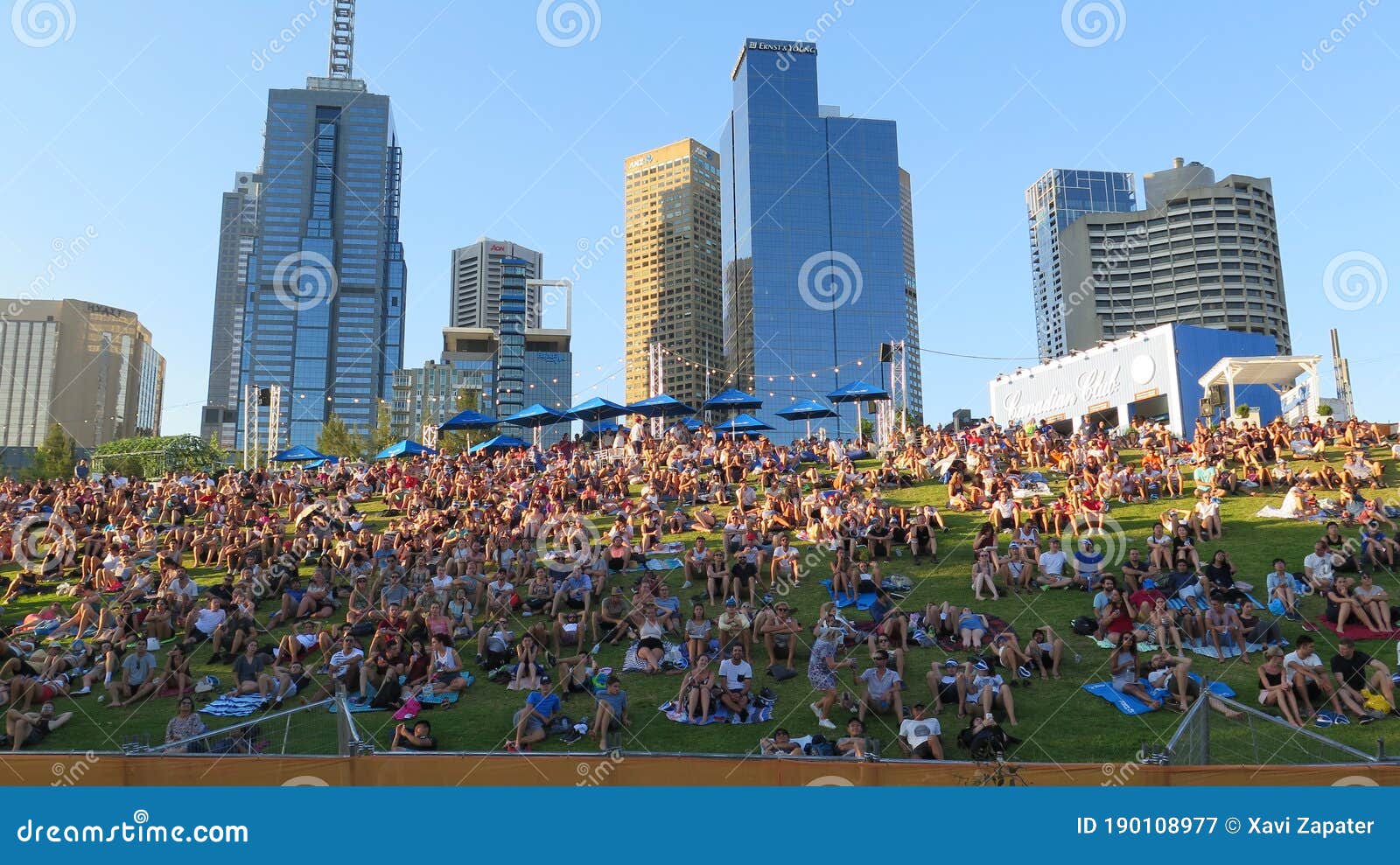 Crowd of People Watching Australian Open Final in a Big Screen ...