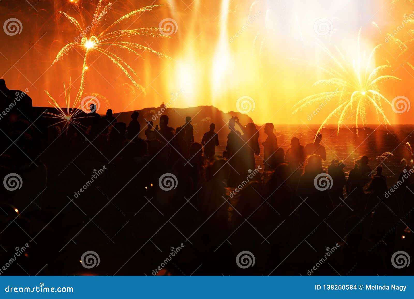 Crowd of People Watching Fireworks Stock Photo - Image of firework ...