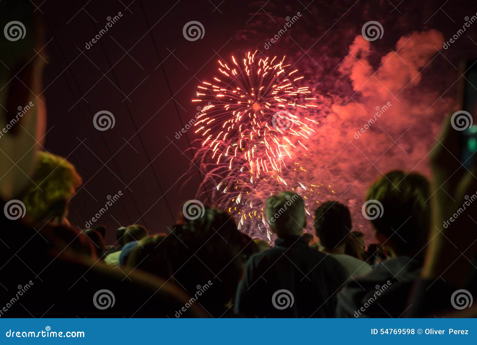 Crowd of People Watching Fireworks Stock Photo - Image of firework ...