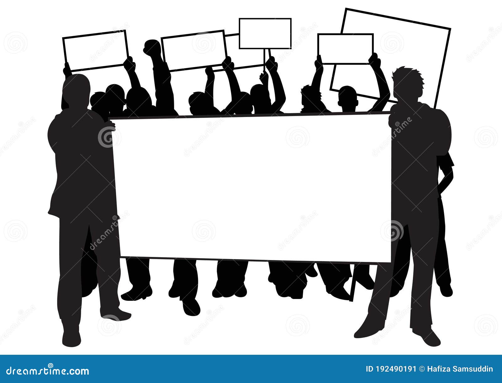 Crowd with Placards and Banner. Vector Illustration Decorative Design ...