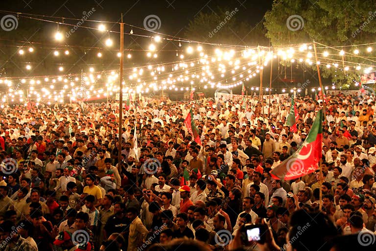 Crowd at Political Rally editorial stock photo. Image of illuminated ...