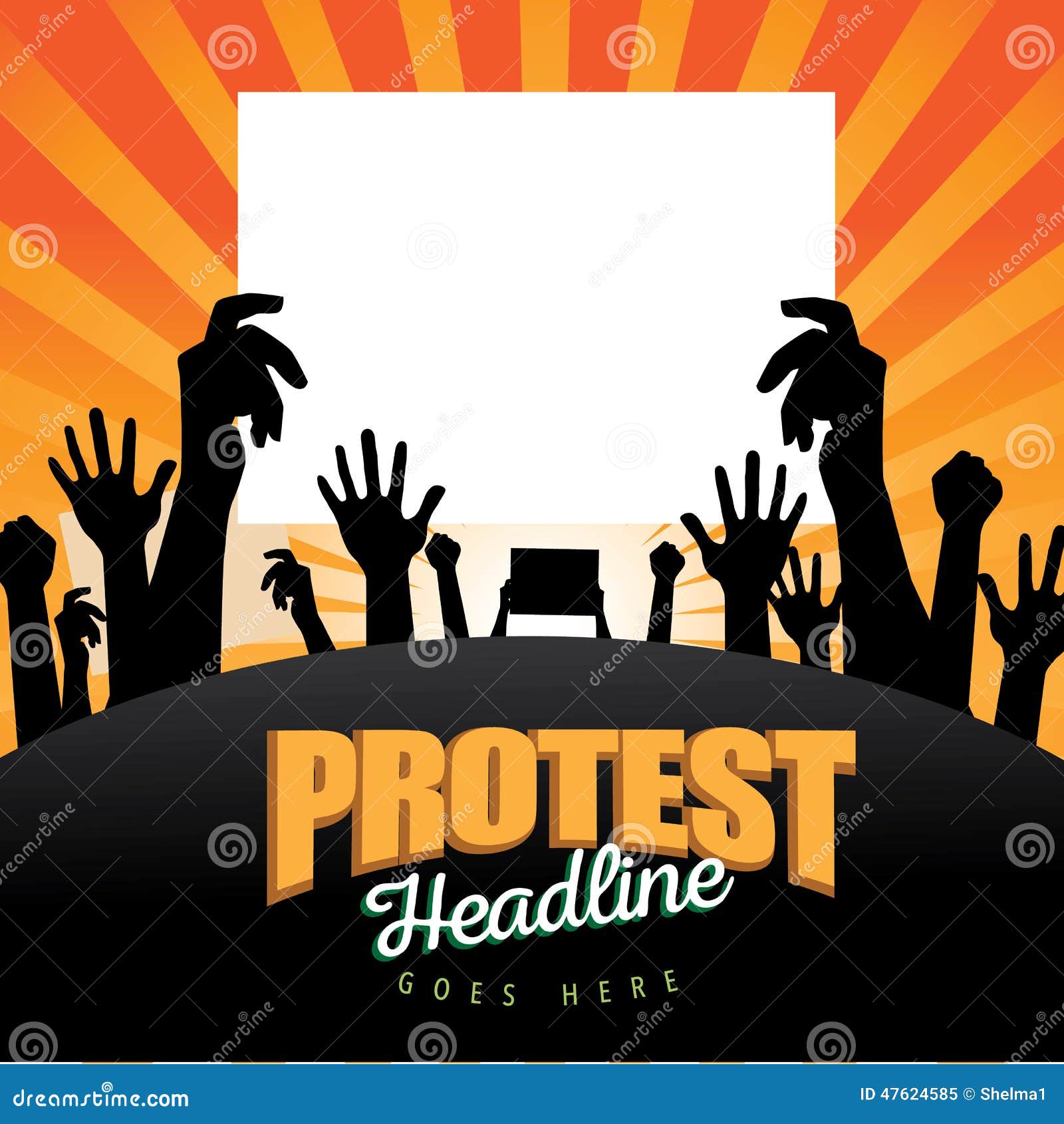 Crowd with Protest Signs Burst Background Stock Vector - Illustration ...