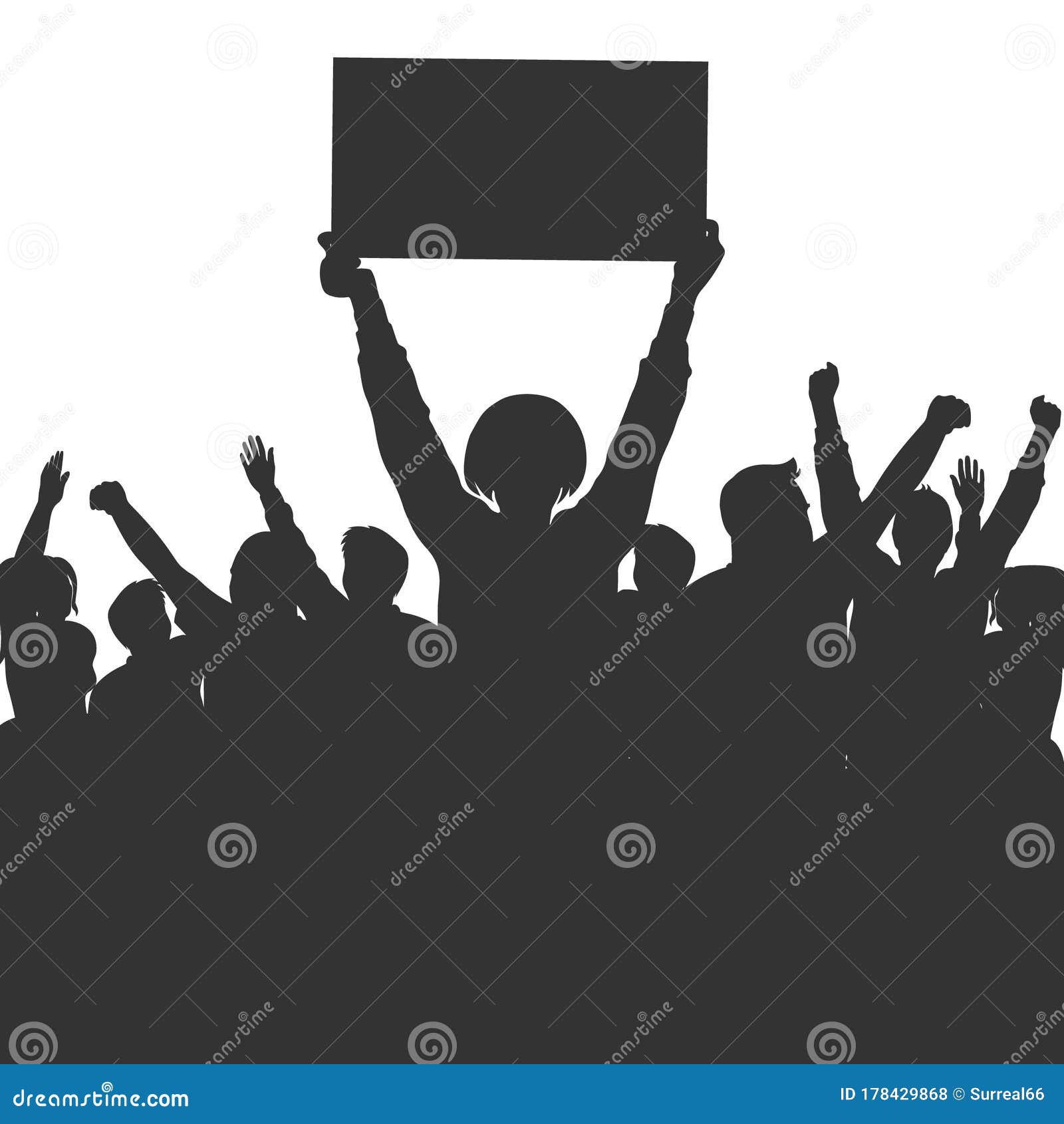 Crowd Protest Silhouette on White Background Stock Vector ...