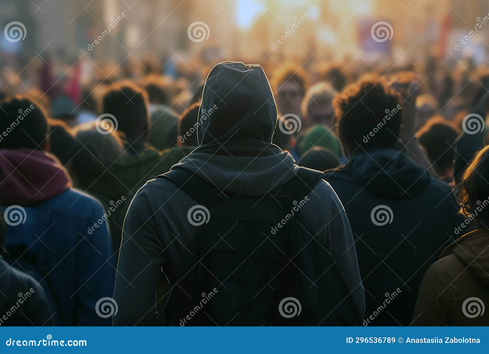 Crowd of Protesters, Back View, Sunset, Closeup. Generative AI Stock ...