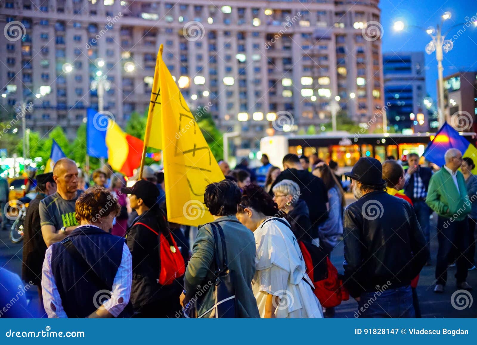 Crowd of Protesters, Bucharest, Romania Editorial Photography - Image ...