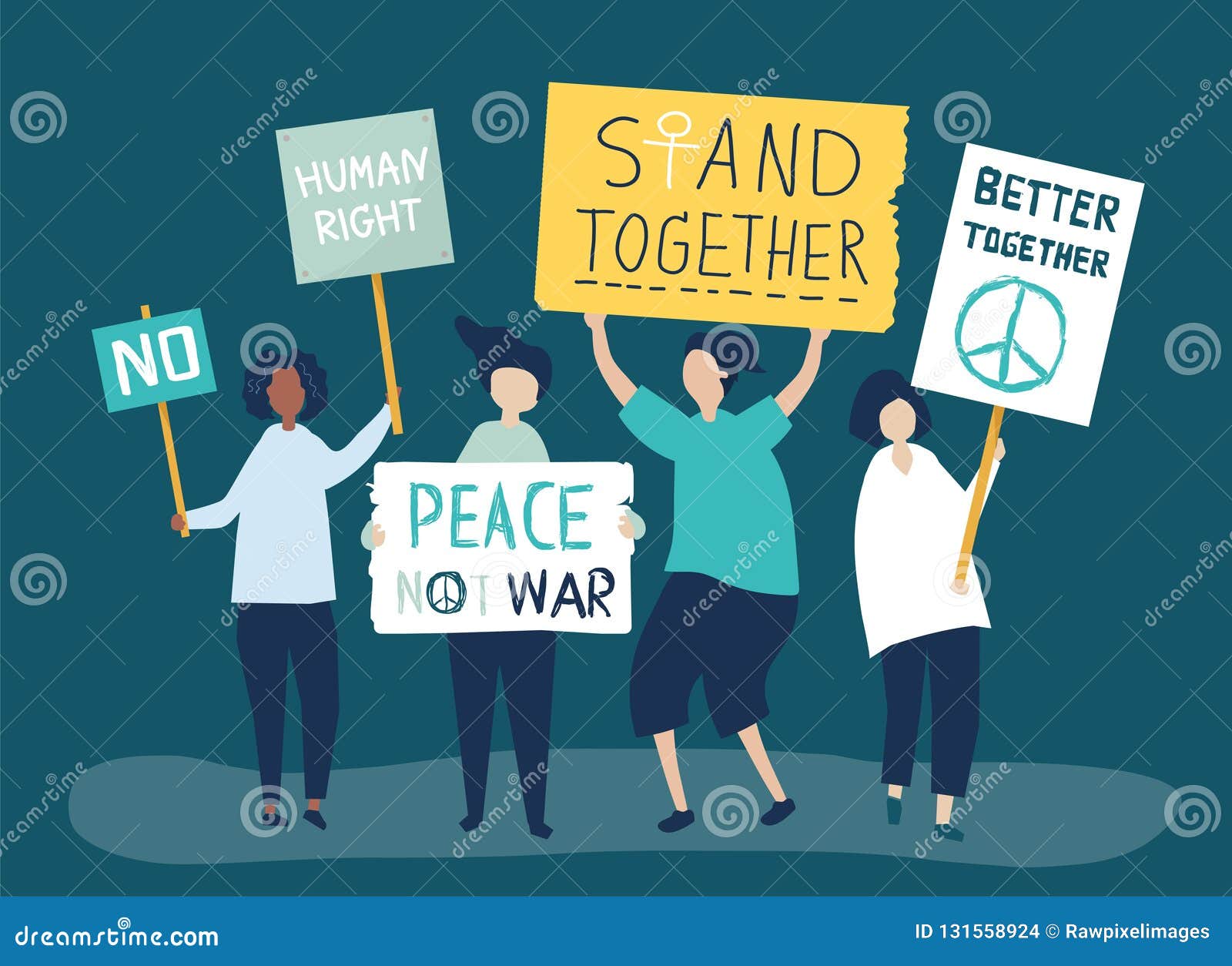 Crowd of Protesters Carrying Protesting Signs Stock Vector ...