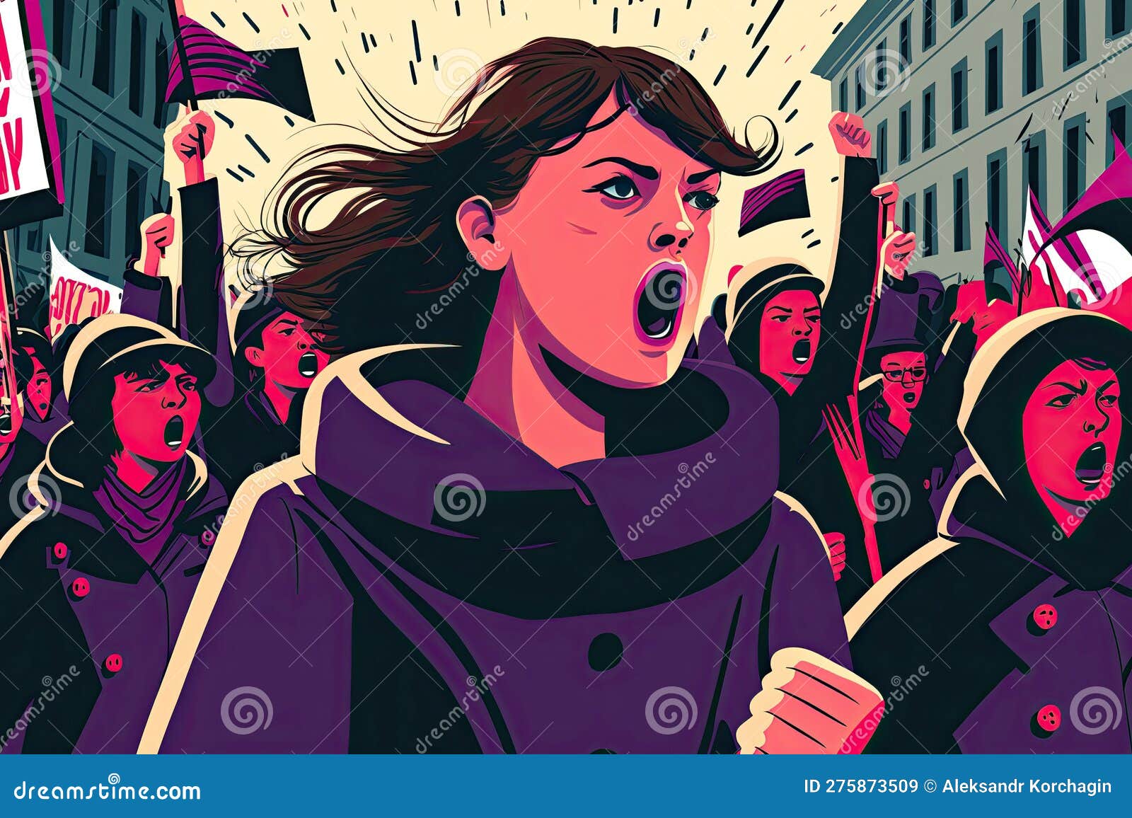 Crowd of Protesters Protesting Women at Demonstration for Women& X27;s ...