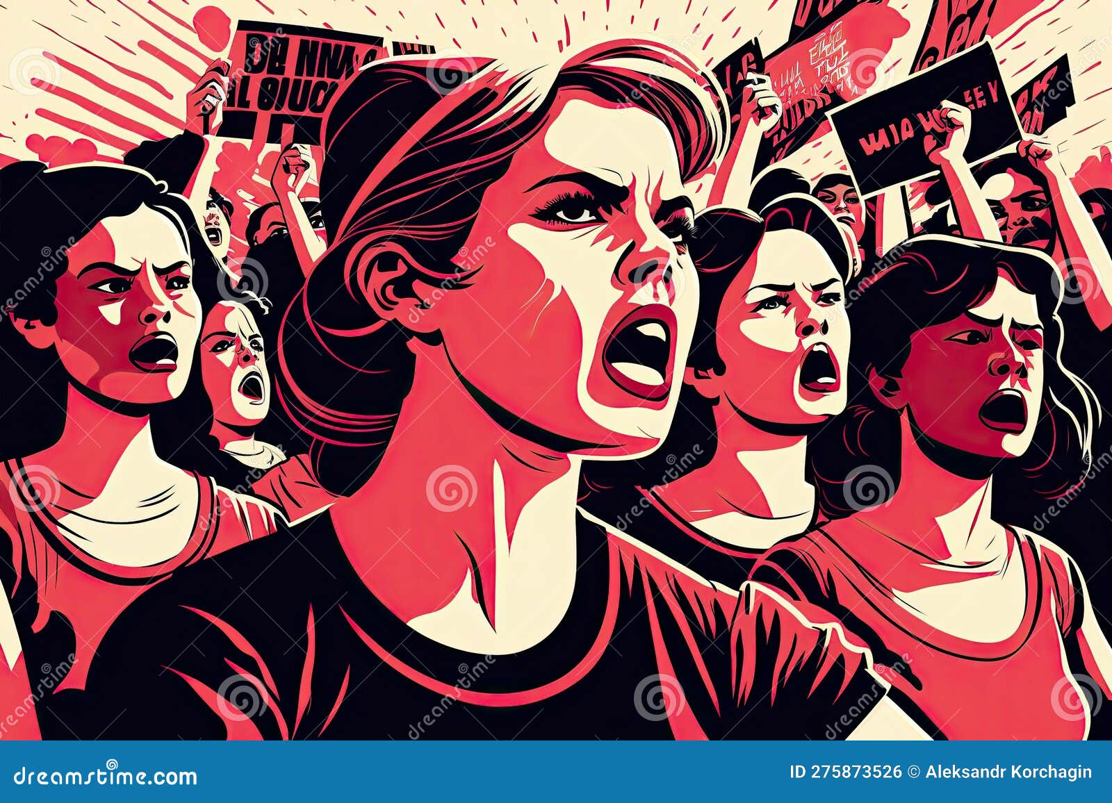 Crowd of Protesters Protesting Women at Demonstration for Women& X27;s ...