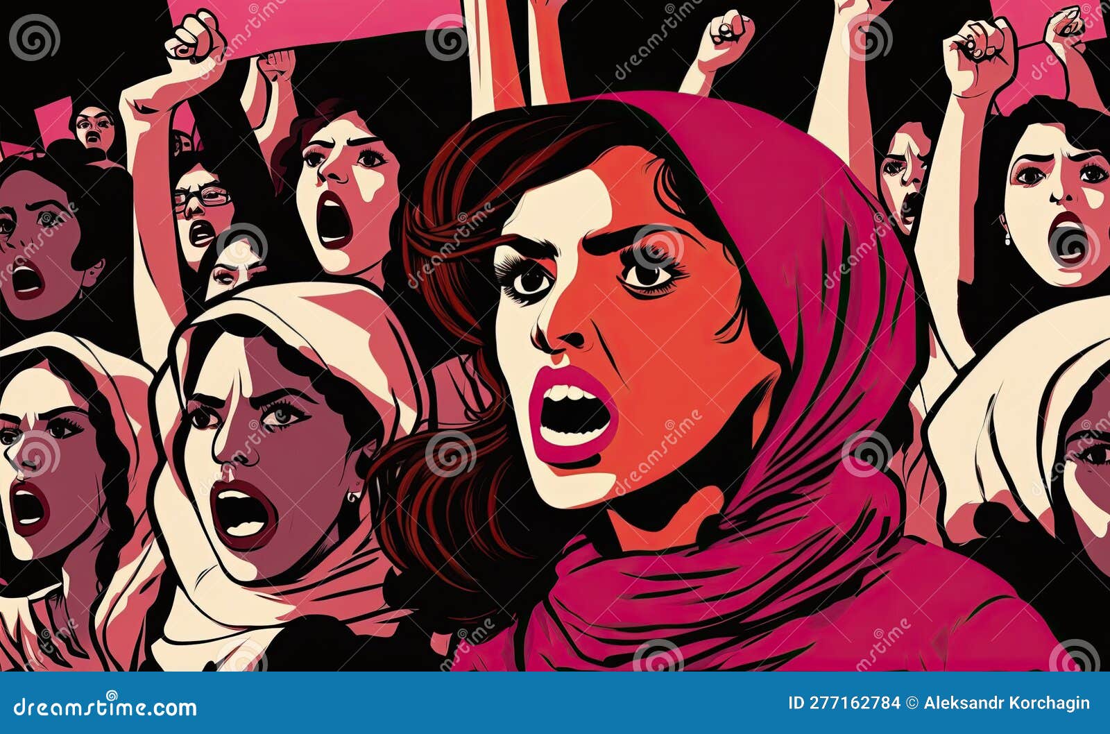 Crowd of Protesters Protesting Women at Demonstration for Women& X27;s ...