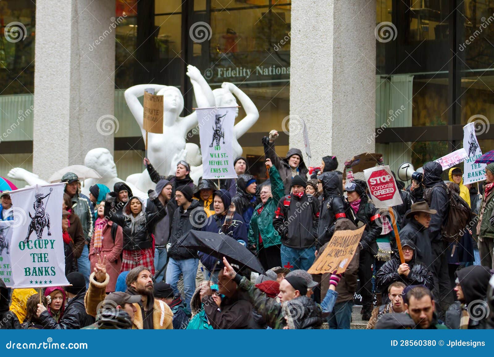 Crowd Protesting Against Banks in Downtown Portland Editorial Image ...