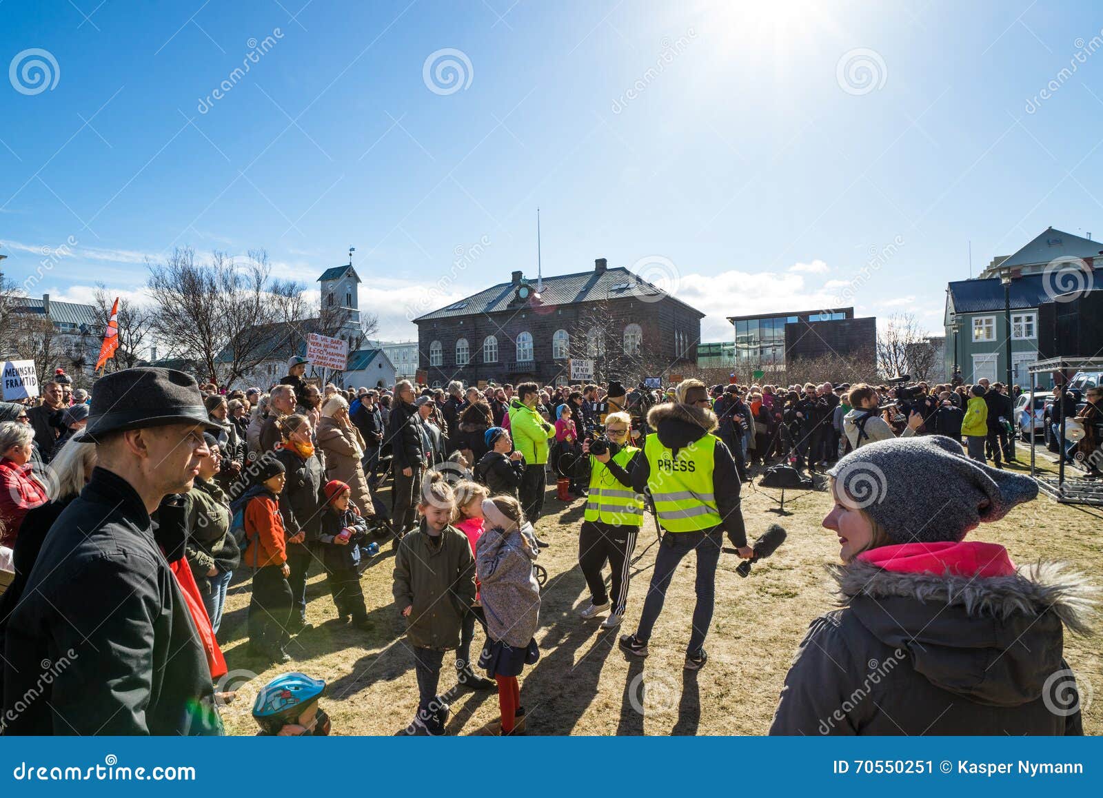 Crowd Protesting in Front on the Iceland Government Editorial Photo ...