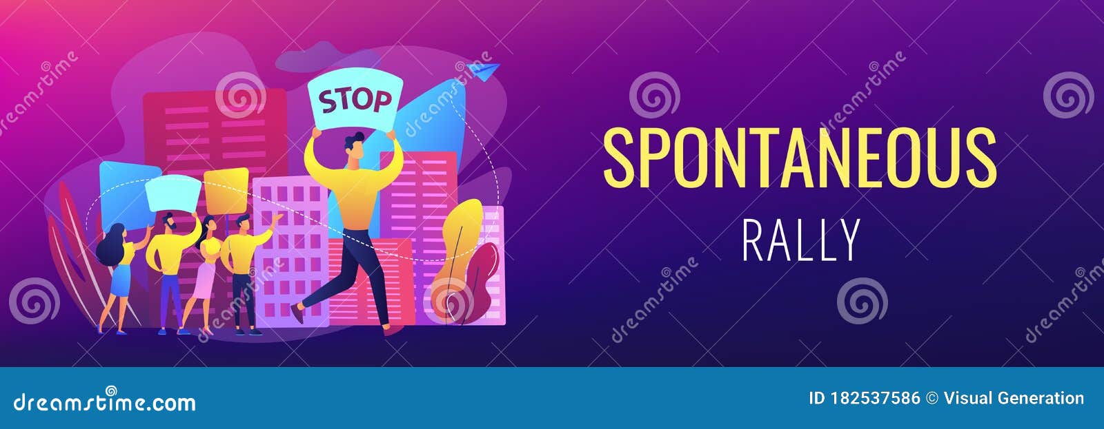 Mass Meeting Concept Banner Header. Stock Vector - Illustration of neon ...