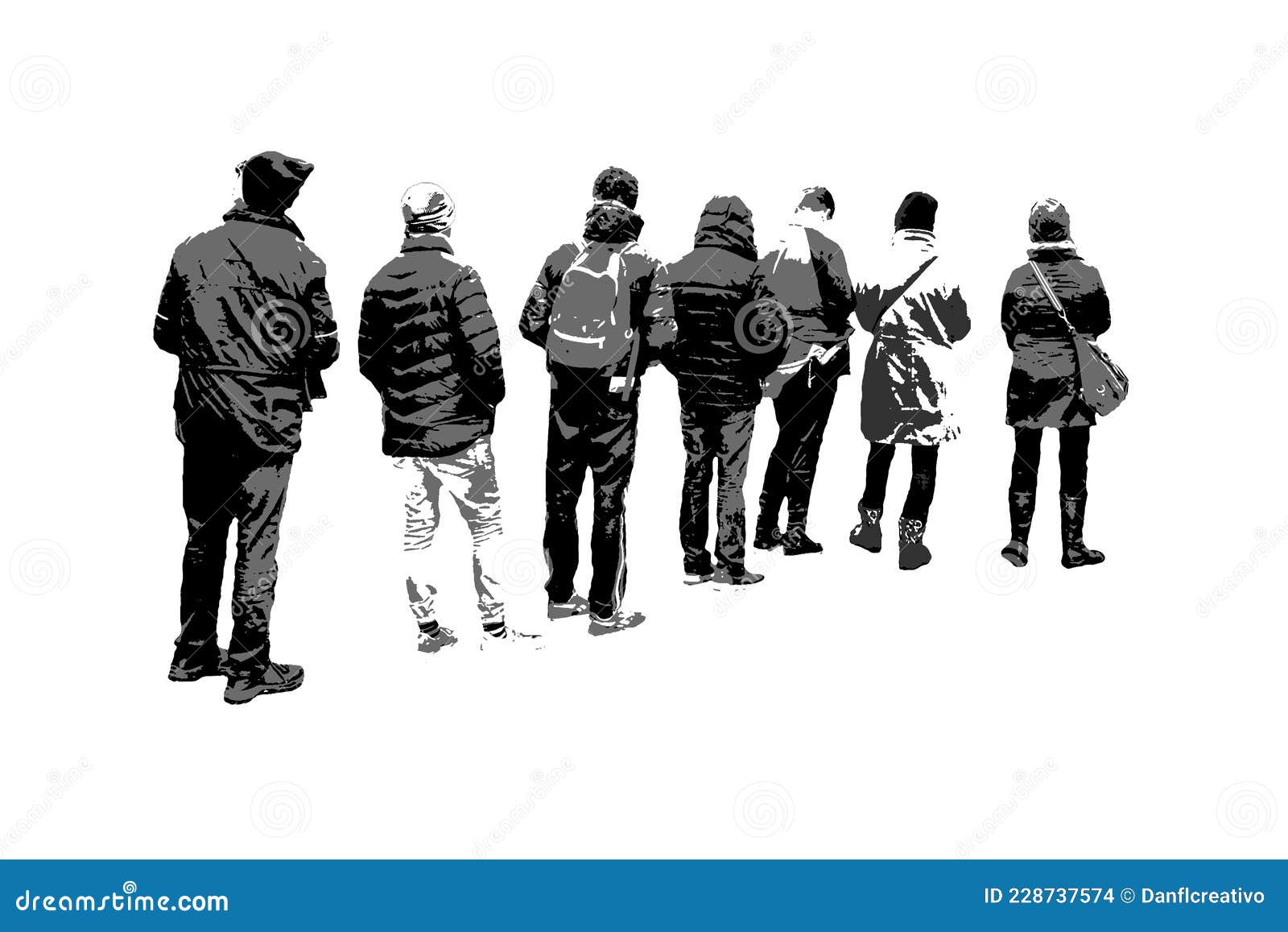 Crowd Queue Isolated Graphic Stencil Silhouette Stock Illustration ...